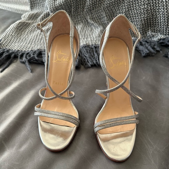 Christian Louboutin | Shoes | Christian Louboutin Silver Sparkle Heels ...